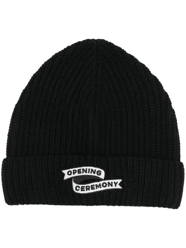 Opening Ceremony Flag Logo Knitted Beanie - Black