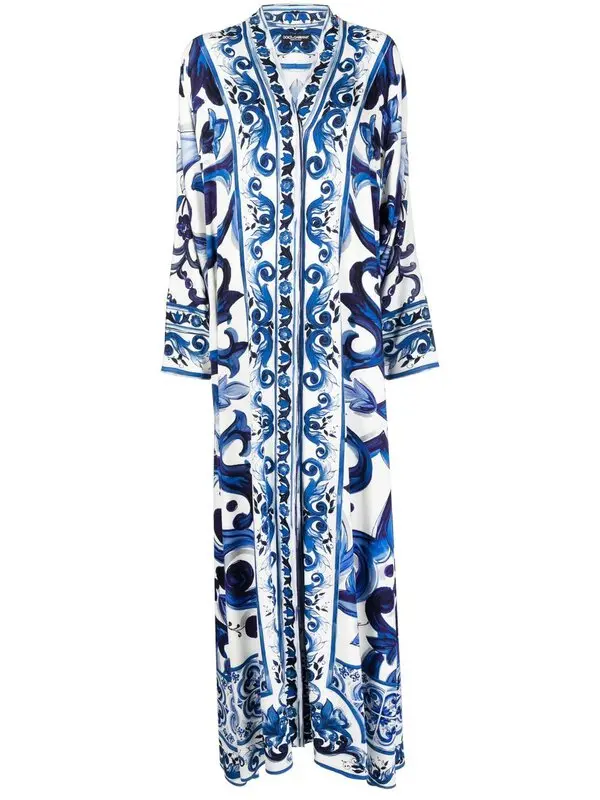Dolce & Gabbana Graphic-print Silk Maxi Dress - Blue
