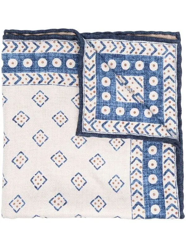 Brunello Cucinelli Geometric-print Pocket-square - Neutrals