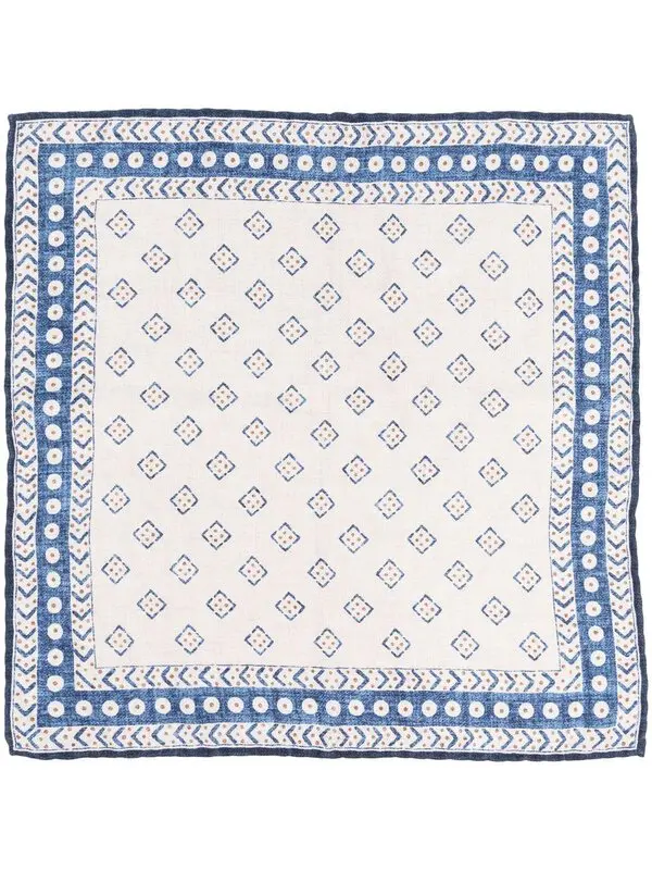 Brunello Cucinelli Geometric-print Pocket-square - Neutrals