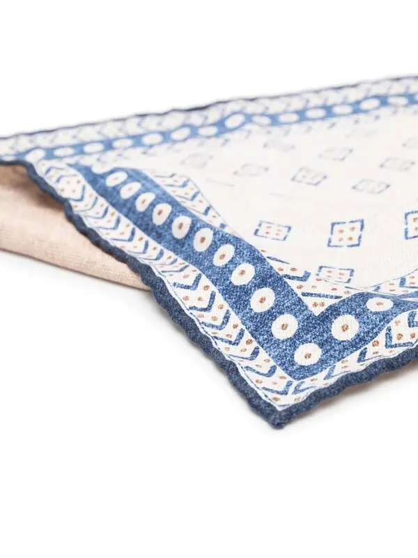 Brunello Cucinelli Geometric-print Pocket-square - Neutrals
