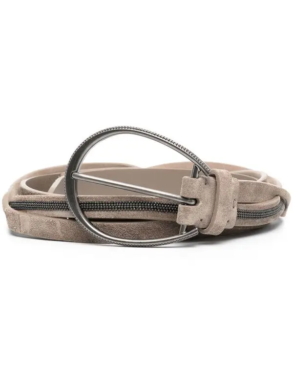 Brunello Cucinelli Beaded Twist Leather Belt - Neutrals
