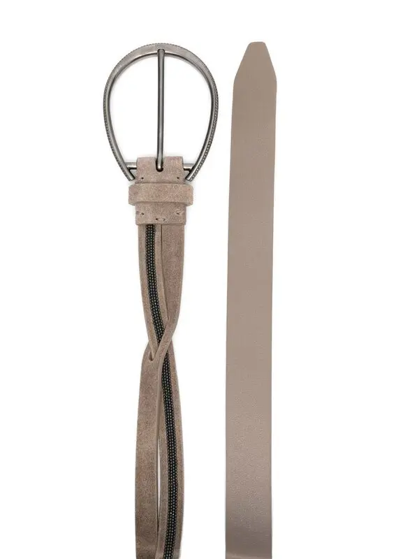 Brunello Cucinelli Beaded Twist Leather Belt