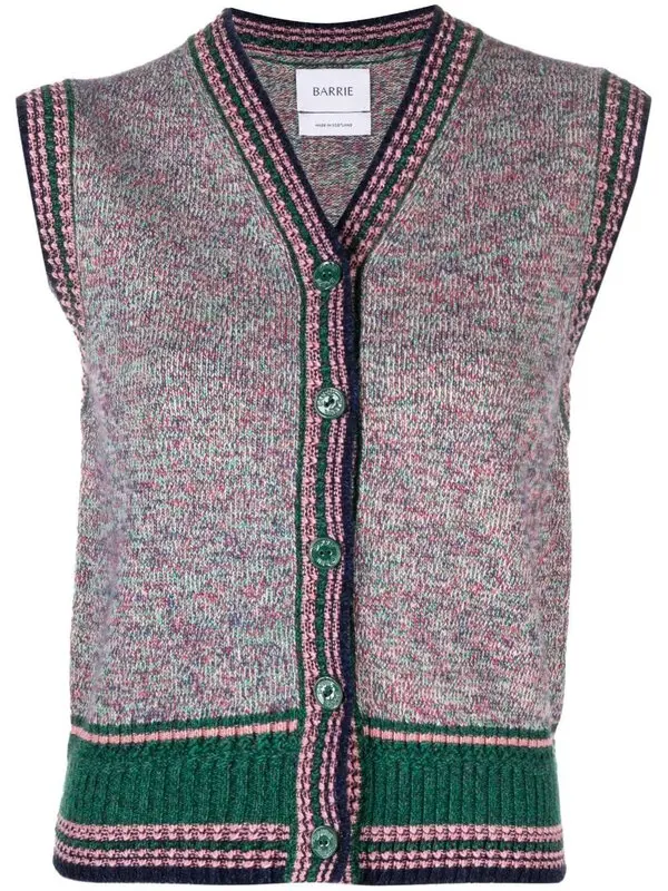 BARRIE Sleeveless Cashmere Marl Knit Cardigan