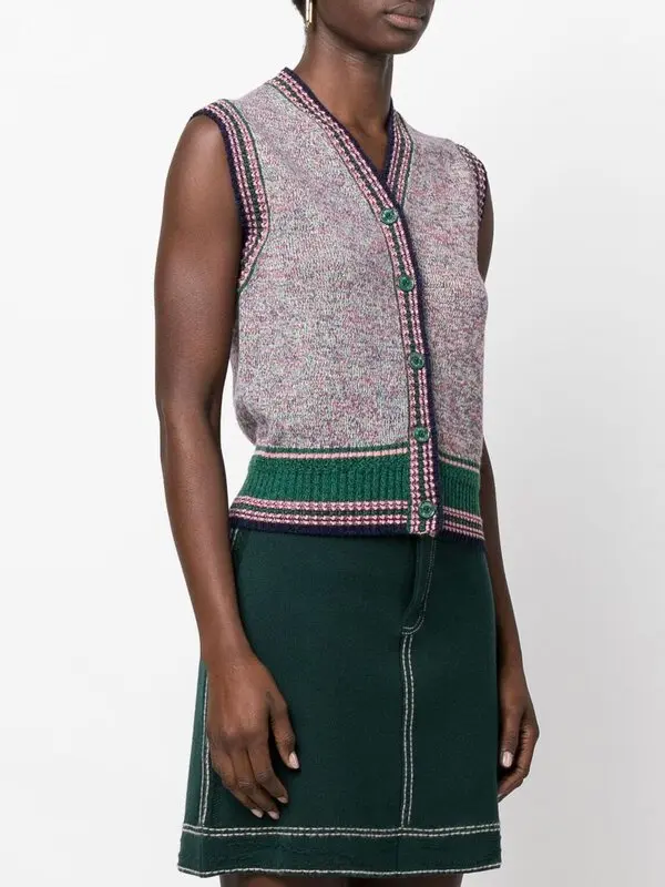 BARRIE Sleeveless Cashmere Marl Knit Cardigan