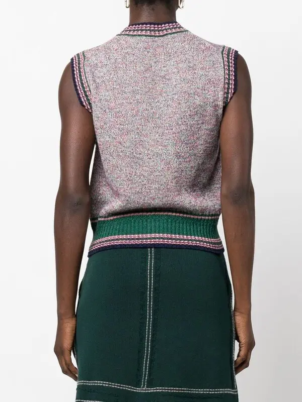 BARRIE Sleeveless Cashmere Marl Knit Cardigan