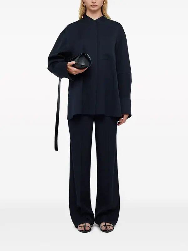 JIL SANDER Collarless Button-front Shirt - Blue