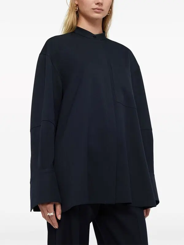 JIL SANDER Collarless Button-front Shirt - Blue