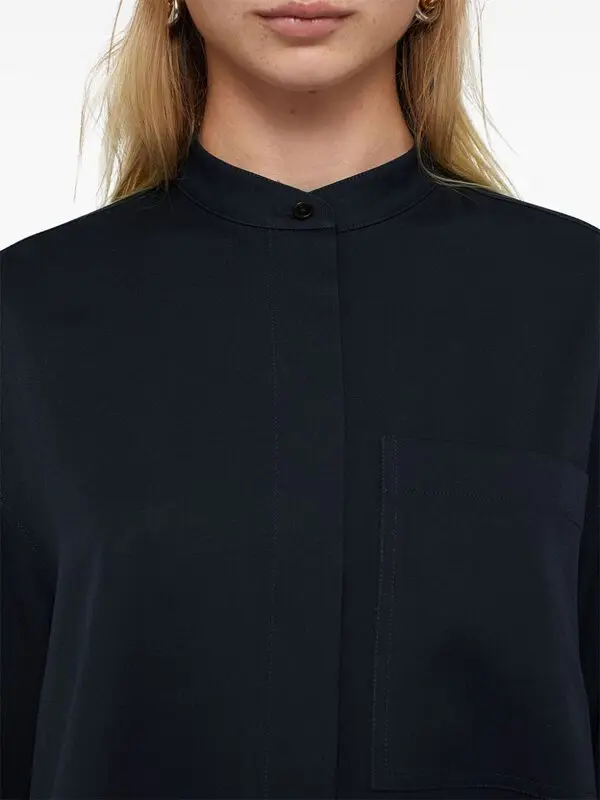 JIL SANDER Collarless Button-front Shirt - Blue