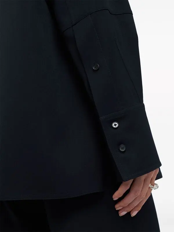JIL SANDER Collarless Button-front Shirt - Blue