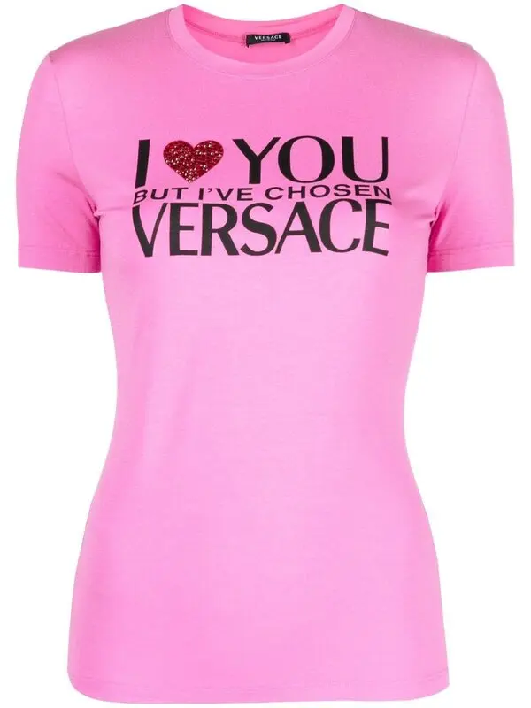 Versace Slogan-print T-shirt - Pink