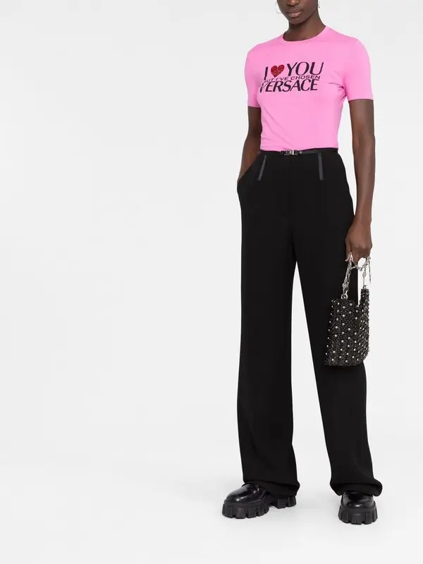 Versace Slogan-print T-shirt - Pink