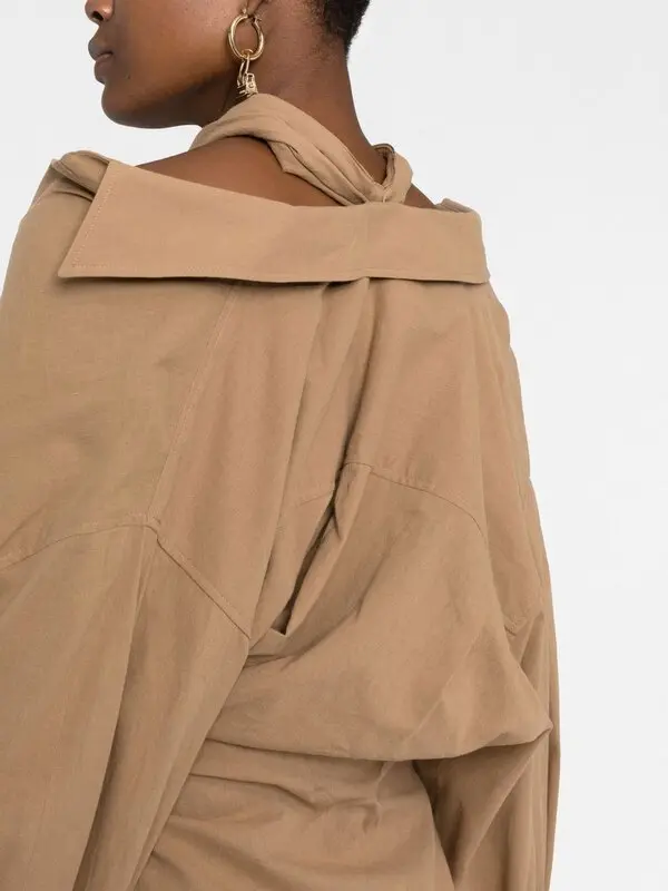 Jacquemus Off-shoulder Knot Detail Shirt Dress