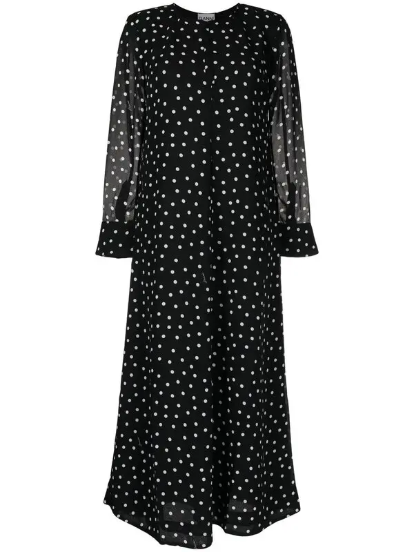 GANNI Spot-print Crepe Midi Dress