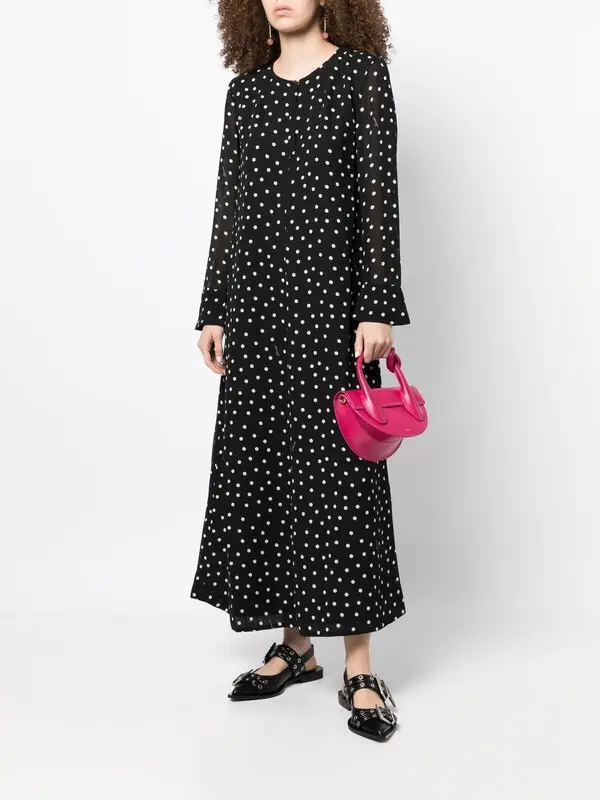 GANNI Spot-print Crepe Midi Dress