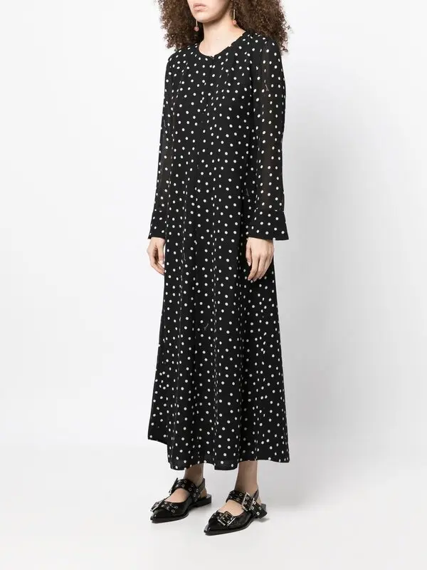 GANNI Spot-print Crepe Midi Dress