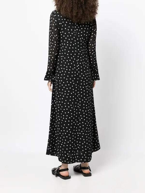 GANNI Spot-print Crepe Midi Dress