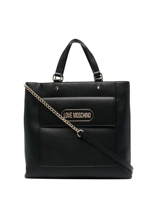 Moschino Logo Plaque Tote Bag
