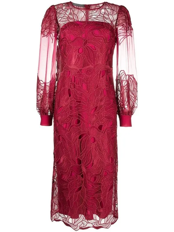 Alberta Ferretti Lace-overlay Midi Dress