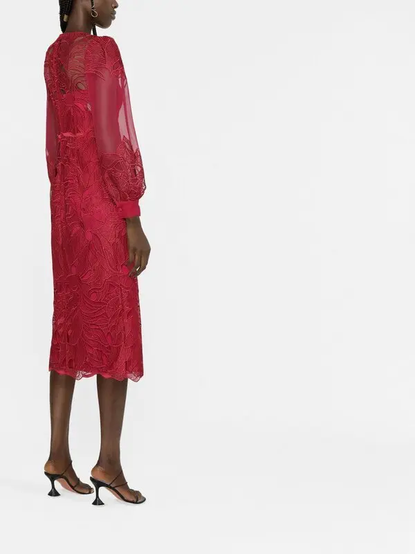 Alberta Ferretti Lace-overlay Midi Dress