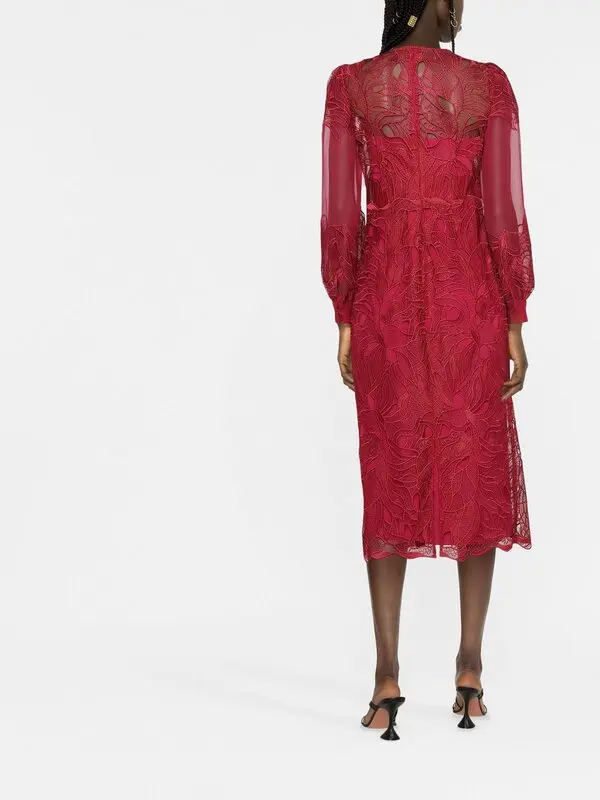 Alberta Ferretti Lace-overlay Midi Dress