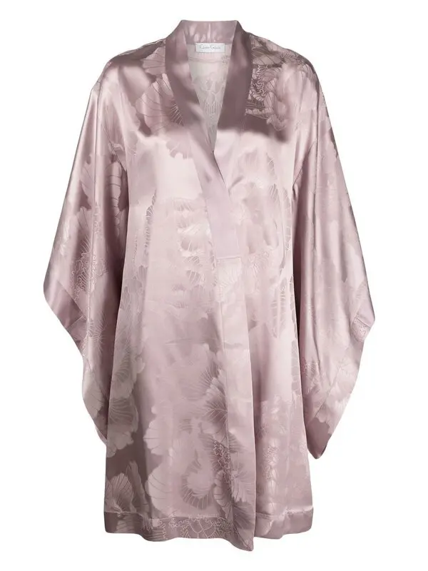 Carine Gilson Floral-print Silk Robe - Purple