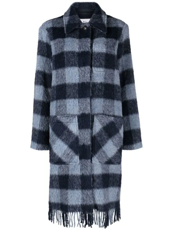 Woolrich Check Pattern Coat - Blue