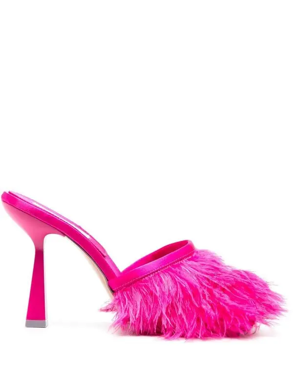 SEBASTIAN MILANO 110mm Feather-trim Sandals - Pink
