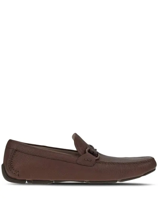 FERRAGAMO Gancini Ornament Driver Loafers - Brown