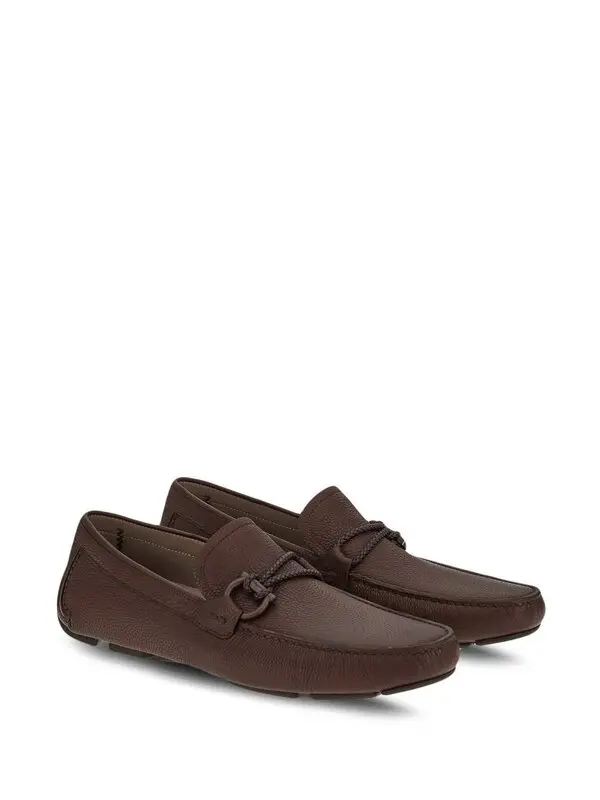FERRAGAMO Gancini Ornament Driver Loafers - Brown