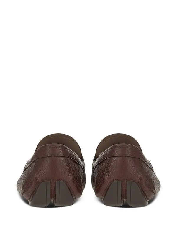 FERRAGAMO Gancini Ornament Driver Loafers - Brown