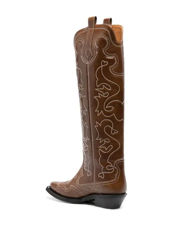 GANNI Embroidered 40mm Knee-high Boots