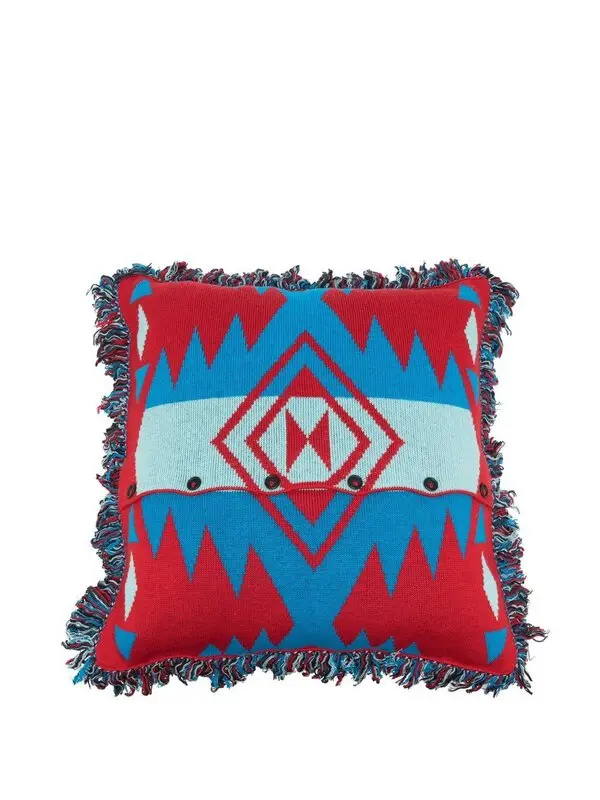 Alanui Intarsia-knit Fringed-edge Pillow - Red