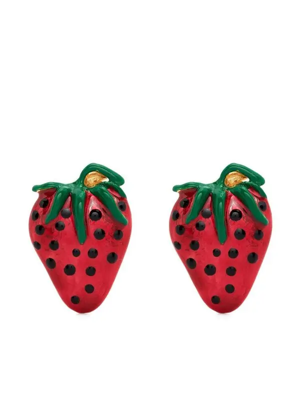 Alessandra Rich Enamelled Strawberry Clip-on Earrings