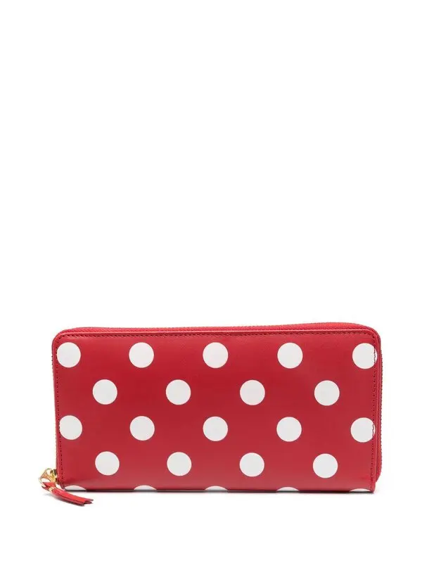 Comme Des Garçons Polka Dot Calf-leather Wallet - Red
