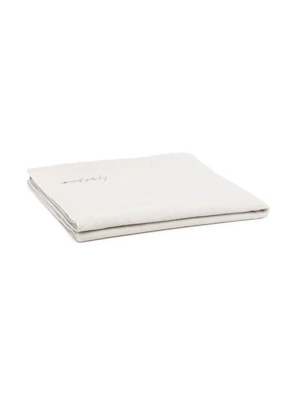 Yohji Yamamoto Embroidered-logo Bath Towel - Neutrals