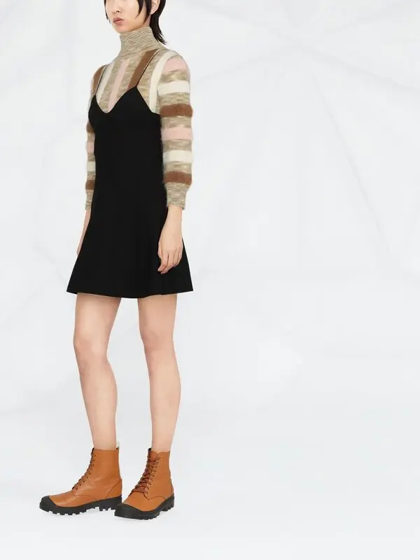 Dsquared2 V-neck Spaghetti Strap Flared Minidress