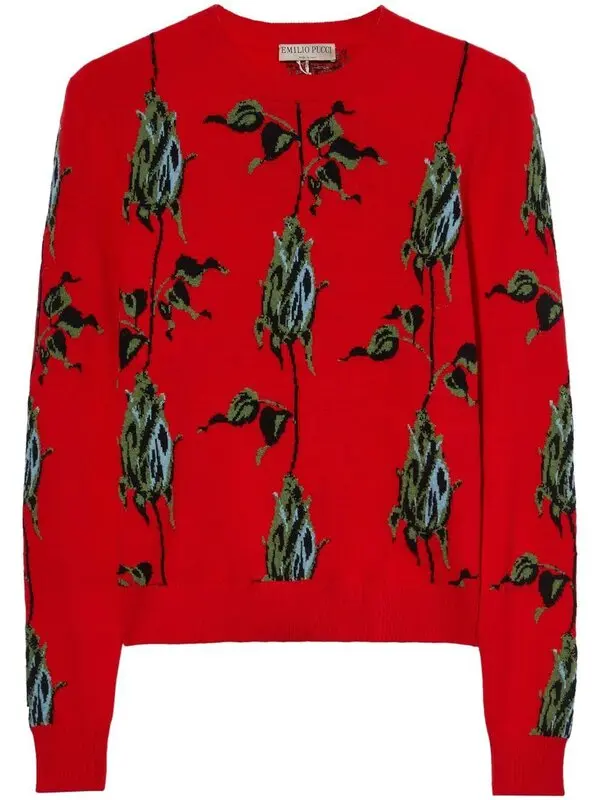 Emilio Pucci Floral Woolen Jumper - Red
