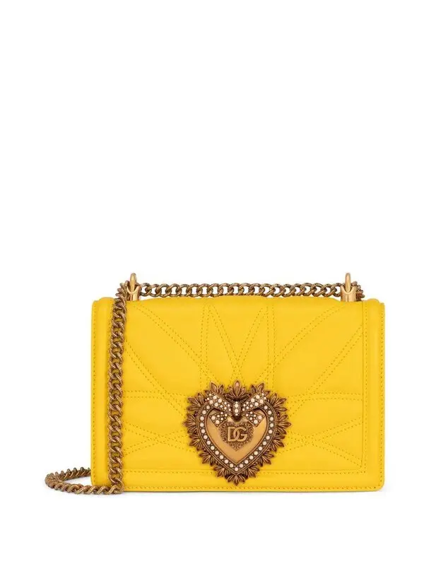 Dolce & Gabbana Medium Devotion Quilted Shoulder Bag - Yellow