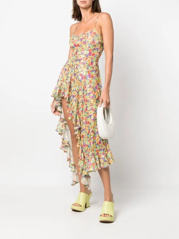 Collina Strada Floral-Print Asymmetric Dress In Green - 60% Off |  Editorialist