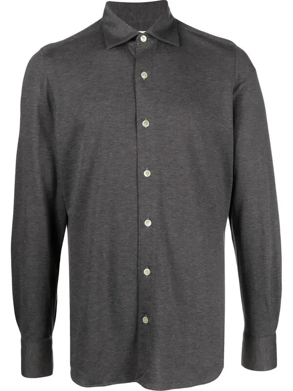 FINAMORE 1925 Plain Button-down Shirt - Grey