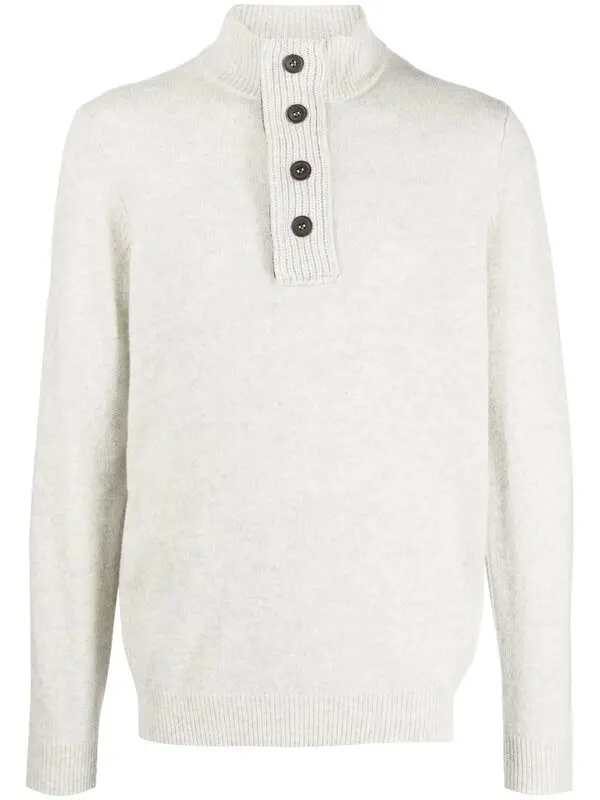 Barbour Button-placket Detail Knit Jumper - Grey