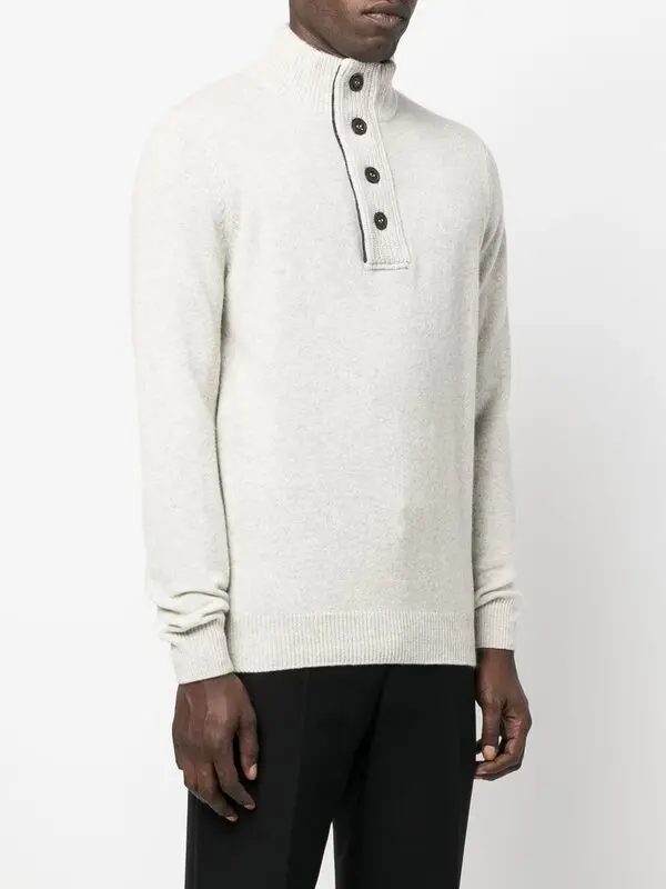 Barbour Button-placket Detail Knit Jumper - Grey