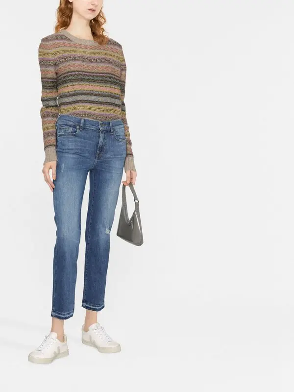 7 For All Mankind Distressed Mid-rise Cropped Jeans
