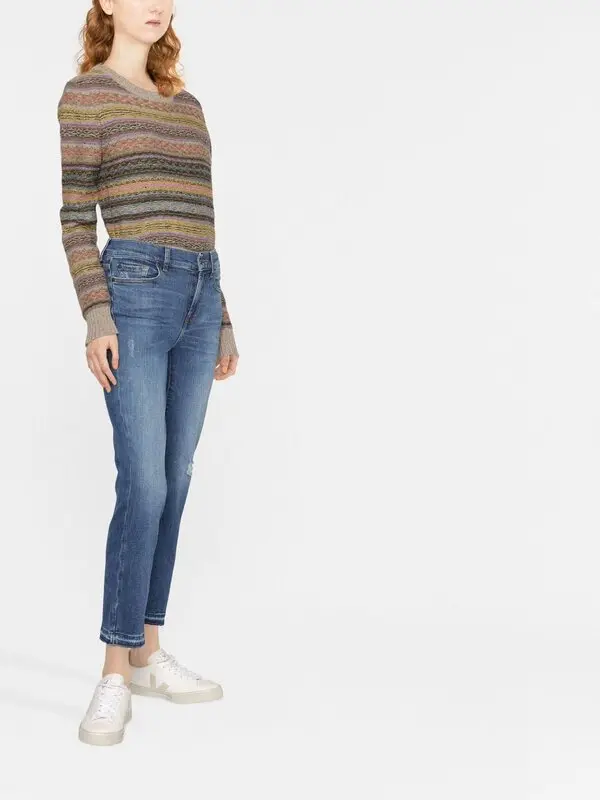 7 For All Mankind Distressed Mid-rise Cropped Jeans