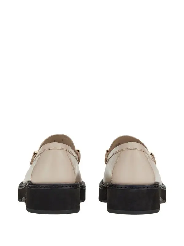 FERRAGAMO Gancini Plaque Leather Loafers - Neutrals