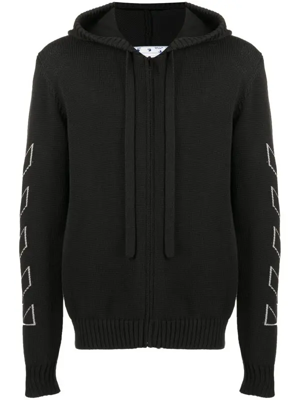Off-White Diag Outline Knitted Zip-up Hoodie