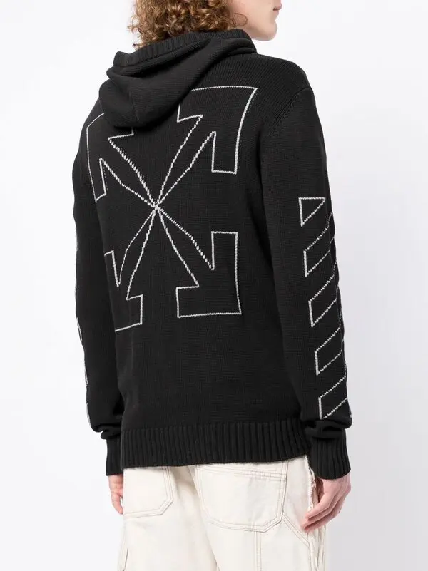 Off-White Diag Outline Knitted Zip-up Hoodie