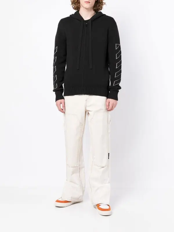 Off-White Diag Outline Knitted Zip-up Hoodie