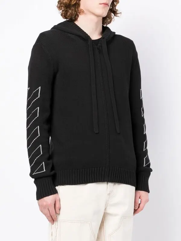 Off-White Diag Outline Knitted Zip-up Hoodie